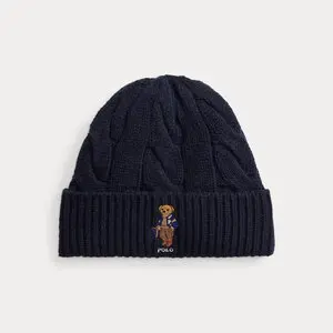 Ralph Lauren Polo Bear Cable Knit Beanie - Navy