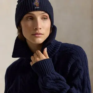 Ralph Lauren Polo Bear Cable Knit Beanie - Navy