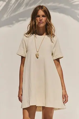 Free People Textured Cotton A-line Mini Dress With Keyhole Back - Moonglow