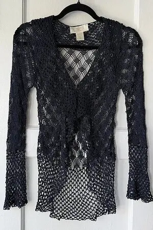 MADLY VINTAGE 90s Maroon Crochet Blouse Selected By - Red