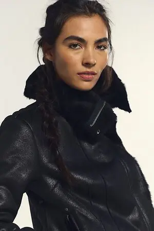 Free People We The Free Fourline Shearling Aviator Jacket