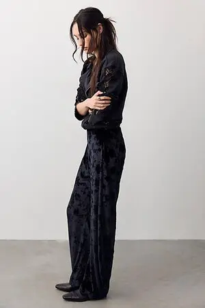 Free People Radiance Velvet Pull-on Pants - Black