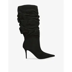 Amina Muaddi Anok 90 Heeled Suede Knee-high Boots