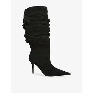 Amina Muaddi Anok 90 Heeled Suede Knee-high Boots