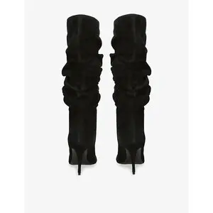 Amina Muaddi Anok 90 Heeled Suede Knee-high Boots