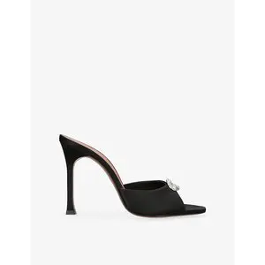 Amina Muaddi Mini Camelia Heeled Satin Mules