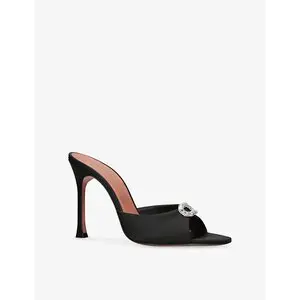 Amina Muaddi Mini Camelia Heeled Satin Mules
