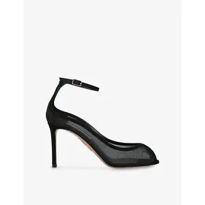 AQUAZZURA Love Affair 85 Mesh And Suede Courts