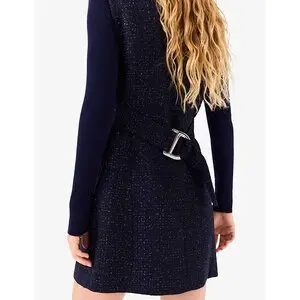 Maje Sleeveless Shimmer Tweed Mini Dress