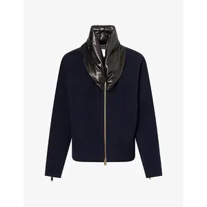 DARKPARK Anya Cashmere And Wool Leather Collar Bomber Jacket - Blue Navy