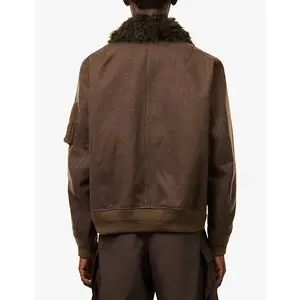 Sacai Melton Collared Wool Bomber Jacket