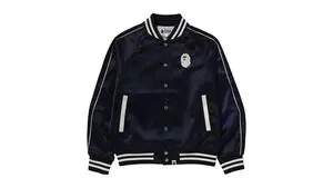 A BATHING APE Nylon Varsity Jacket - Navy Blue