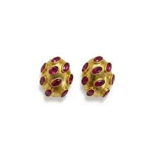 LA PLUIE JEWELLERY Gold / Red Rubino Earrings - Gold/red