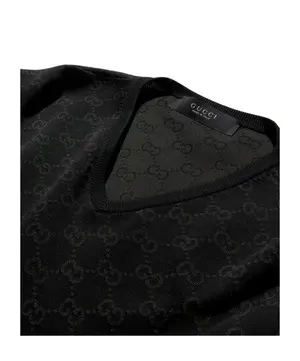 Gucci Fine Knit Viscose Gg Jacquard Sweater