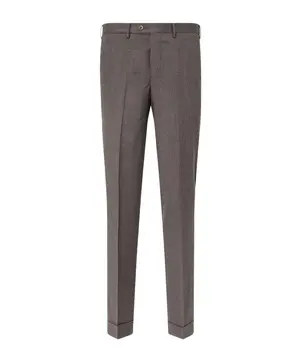 PT TORINO Pressed-crease Turned-up Trousers - Brown