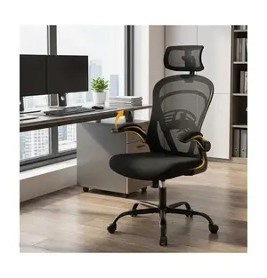 HOMFAN Ergonomic Wide-seat Office Chair With Flip Armrests - Black