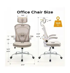 HOMFAN Ergonomic Wide-seat Office Chair With Flip Armrests - White