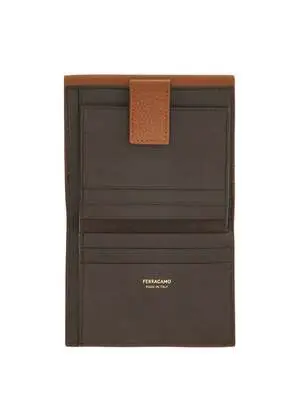 FERRAGAMO Gancini Hammered Leather Compact Wallet