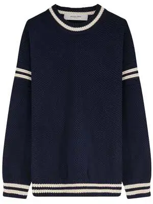 GOLDEN GOOSE Maglione Boxy Da Uomo In Cotone Blu Scuro Con Ricamo - Blue