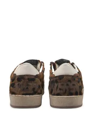 GOLDEN GOOSE Ball Star Leopard Print Calfskin Leather Sneakers