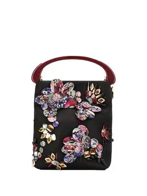 Dries Van Noten Borsa Micro Con Ricami E Manico In Resina - Black