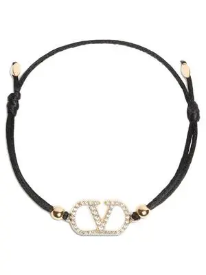 Valentino Garavani VALENTINO GARAVANI Vlogo Signature Bracelet With Swarovski Crystals Black