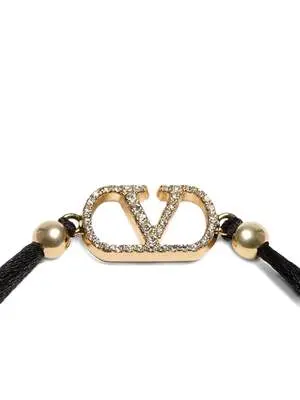 Valentino Garavani Vlogo Signature Bracelet With Swarovski Crystals - Black