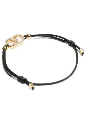 Valentino Garavani Vlogo Signature Bracelet With Swarovski Crystals - Black