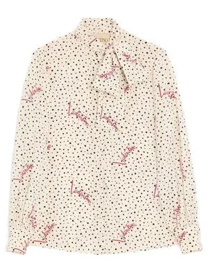 Valentino Garavani Crepe De Chine Polka Dot Shirt With Integrated Scarf - Multicolor