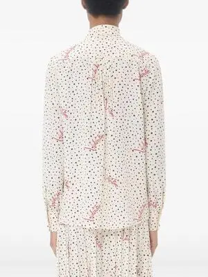 Valentino Garavani Crepe De Chine Polka Dot Shirt With Integrated Scarf - Multicolor