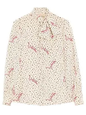 Valentino Garavani Crepe De Chine Polka Dot Shirt With Integrated Scarf - Multicolor