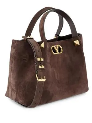 Valentino Garavani Small Suede Tote With Maxi Studs