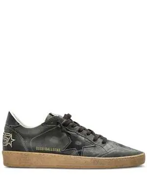 GOLDEN GOOSE Ball Star Distressed Leather Sneakers - Green