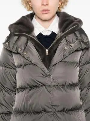 Herno Piumino A-shape In Raso E Lady Alternative Fur
