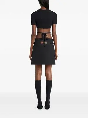 COURREGES Ribbon Cut-out Contrast T-shirt - Black