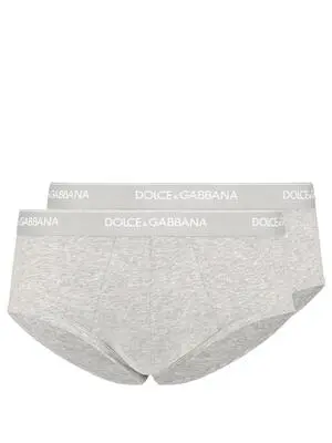 Dolce & Gabbana Two-pack Of Stretch Cotton Brando Briefs - Gray