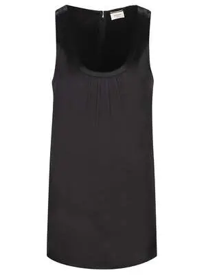 Saint Laurent Cassandre Shift Dress In Satin - Black