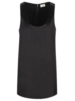 Saint Laurent Cassandre Shift Dress In Satin - Black