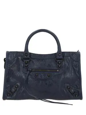 Balenciaga Le City Medium Bag In Arena Leather - Blue