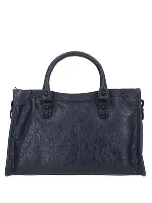 Balenciaga Le City Medium Bag In Arena Leather - Blue