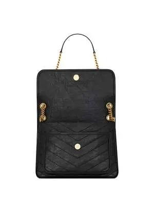 Saint Laurent Niki Medium Soft Bag In Vintage Leather - Black