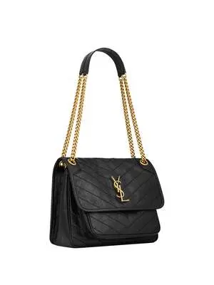 Saint Laurent Niki Medium Soft Bag In Vintage Leather - Black