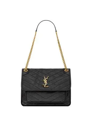 Saint Laurent Niki Medium Soft Bag In Vintage Leather - Black