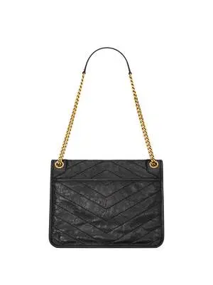 Saint Laurent Niki Medium Soft Bag In Vintage Leather - Black