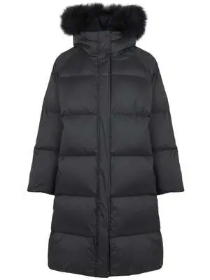 YVES SALOMON YVES SALOMON Long Down Coat With Technical Fabric And Shearling Trim