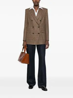Tagliatore Double-breasted Checked Blazer - Brown