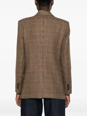 Tagliatore Double-breasted Checked Blazer - Brown