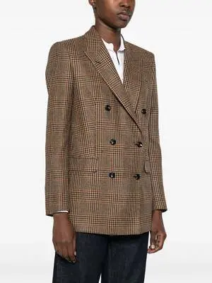 Tagliatore Double-breasted Checked Blazer - Brown