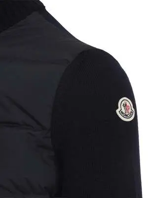 Moncler Cardigan Imbottito In Lana Con Zip