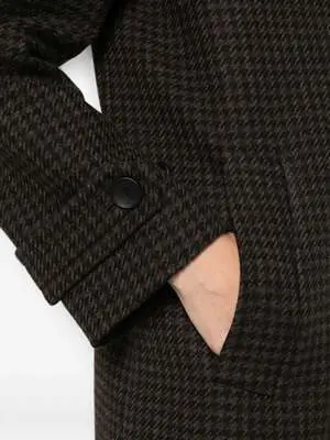 Tagliatore Bethany Wool Houndstooth Coat - Brown